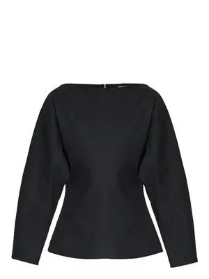 STUDIO NICHOLSON STUDIO NICHOLSON Long Sleeved Boatneck Top With Back Button Closure