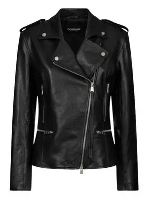 DONDUP Dondup Asymmetrical Zip Leather Biker Jacket No