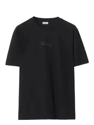 Burberry Logo Embroidered Crewneck T-shirt - Black