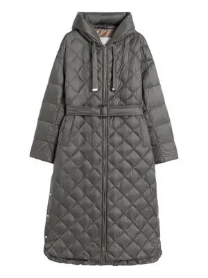 Max Mara Long Quilted Down Jacket In Water-repellent Fabric - Black
