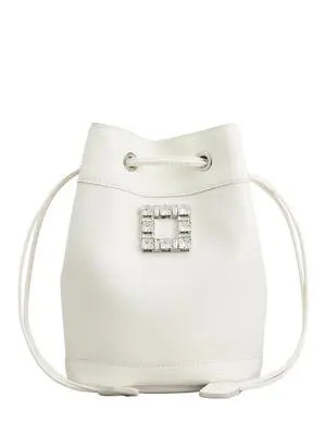 ROGER VIVIER Très Vivier Embellished Bucket Bag - Cream