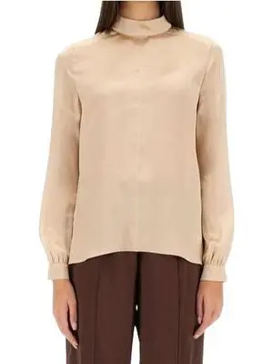TOM FORD Satin Top With Button Cuffs - Nude