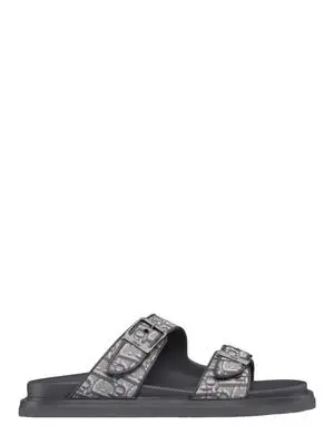 Dior Aqua Sandals With Oblique Print And Buckle Detail - Dark Gray