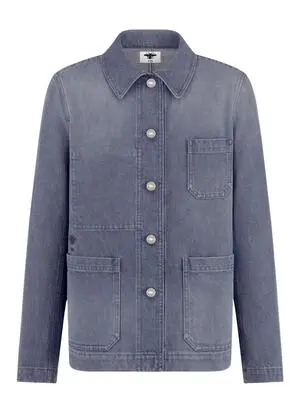 Dior Denim Workwear Jacket With Bee Embroidery - Gray