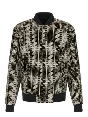 Balmain Monogram Reversible Bomber Jacket - Black