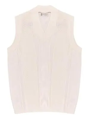 Brunello Cucinelli V-neck Knitted Vest - Pink