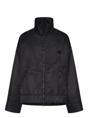 Valentino Garavani Stud Detailed Zip-up Jacket - Black