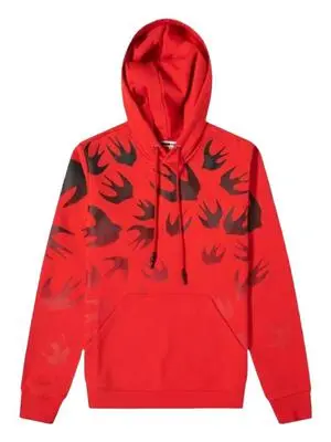 Alexander McQueen Swallow Print Hooded Sweater - Red