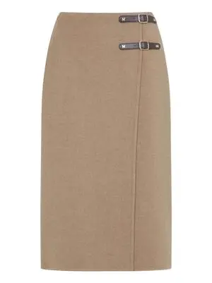 Max Mara Curzio Buckled Detailed Skirt - Nude