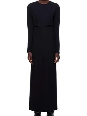 TOTEME Round Neck Slouch-waist Maxi Dress - Black