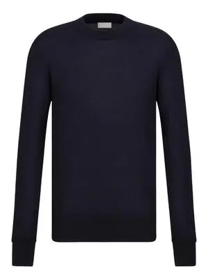 Dior Cd Icon Embroidered Round Neck Sweater - Navy Blue