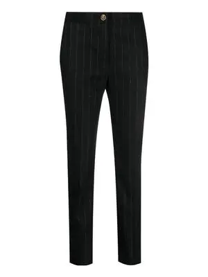 Versace Pinstriped Mid-waisted Trousers - Black