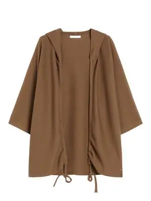 Max Mara Max Mara Aster Hooded Kimono Sleeve Cardigan Hazelnut Brown