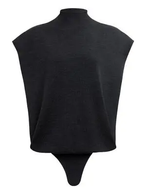 Alaïa Wool Knit Jumpsuit With Hat Sleeves - Black