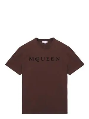 Alexander McQueen Flocked Logo T-shirt - Deep Red