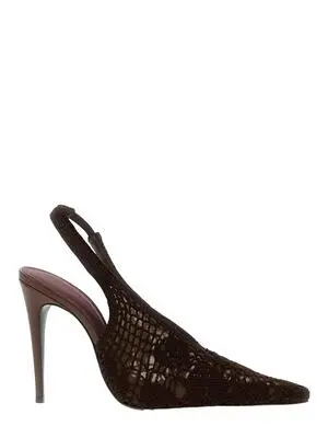 Magda Butrym Slingback Crochet Stiletto Heels - Brown