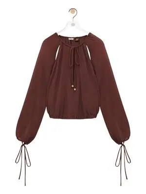 Loewe Loewe Seersucker Blouse With Anagram Pebble Detail Coffee