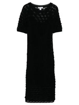 Alaïa Lace Midi Dress With Short Sleeves - Black
