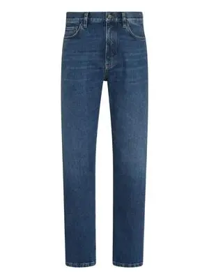 Zegna Zegna Logo Patch Straight-Leg Jeans Blue