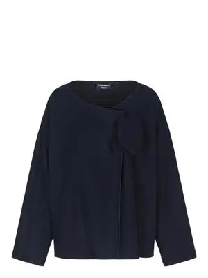 Emporio Armani Textured Knit Bow Detail Jacket - Blue