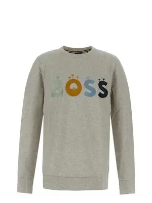 Hugo Boss Embroidered Logo Pullover Sweatshirt - Gray