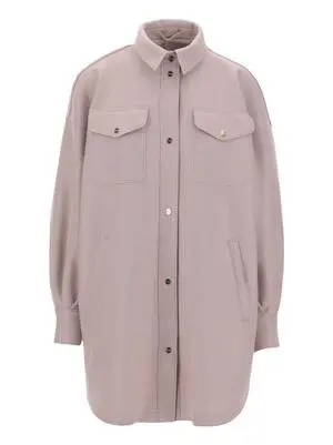 Herno Felted-finish Buttoned Long Shirt - Nude