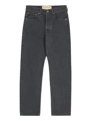 Valentino Garavani Logo Patch Regular Fit Jeans - Black