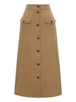 Saint Laurent Button Detailed A-line Skirt - Beige