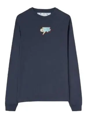 Off-White Logo Print Long Sleeve Sweatshirt - Blue