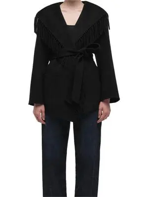 Simkhai Rowen Jacket With Tassels And Tie Detail - Black