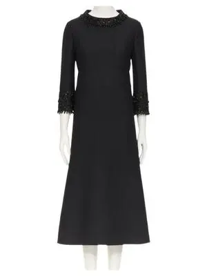 VALENTINO Valentino Black Beaded Empire-Line Dress