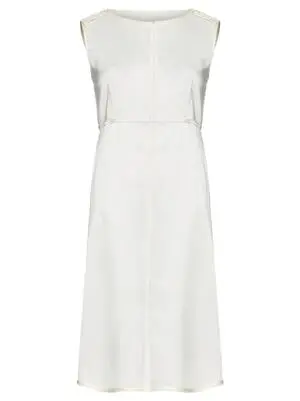 MAISON MARGIELA Crewneck Sleeveless Midi Dress With Front Slit - White