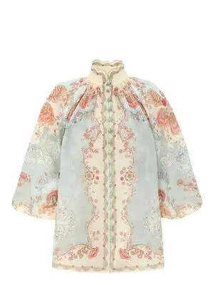 Zimmermann Daylight Printed High Neck Blouse - Wallpaper Floral Mint