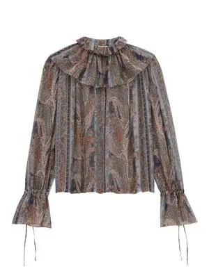 Saint Laurent Paisley Ruffle Blouse - Multi-color