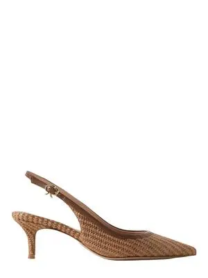 GIANVITO ROSSI Marbella Pointed Toe Slingback Pumps - Brown