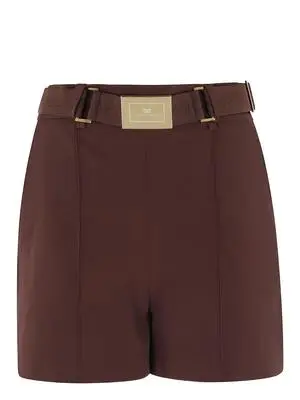 Elisabetta Franchi Belted Tailored Shorts - Red