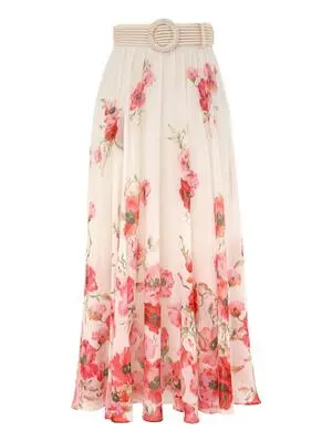 Zimmermann Lightburst Floral Printed Maxi Skirt - White
