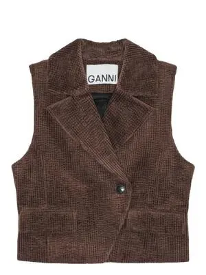 GANNI Corduroy Button Waistcoat - Brown