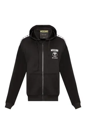 Moschino Long-sleeved Casual Jacket With Drawstring Hood And Logo Detail - Black