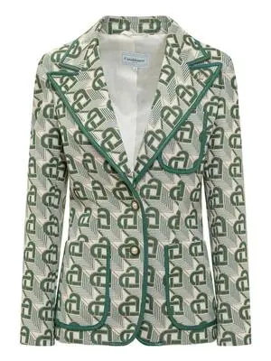 Casablanca Heart Monogram Jacquard Single-breasted Blazer - Gray