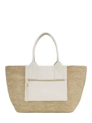 GANNI Raffia Tote Bag - Egret