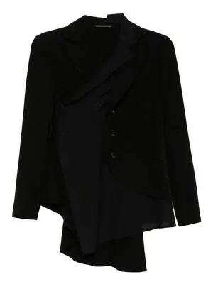 Yohji Yamamoto De Chine Layered Wrap Jacket - Black