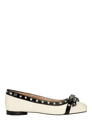 GANNI Eyelets Bow Ballerinas - Off White