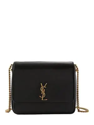 Saint Laurent Kate Logo Plaque Shoulder Bag - Black