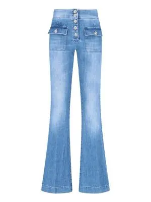 THE SEAFARER Anais Button Pocket Flare Jeans - Blue