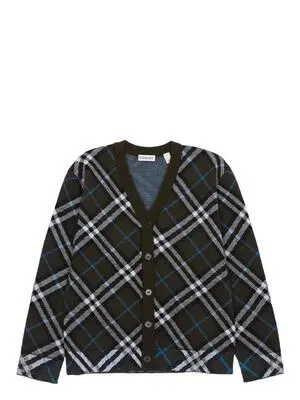 Burberry Checked Jacquard Cardigan - Black