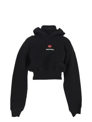 Dsquared2 Logo Cropped Hoodie - Black