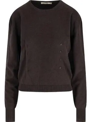 Paloma Wool Long-sleeved Crewneck Jumper With Button Detail - Black