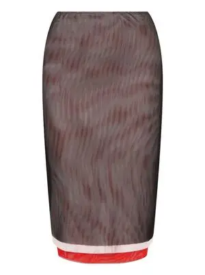 MSGM Patterned Midi Skirt With Rear Slit - Gray