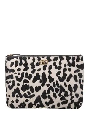 Valentino Garavani Vlogo Leopard-print Clutch Bag - Black